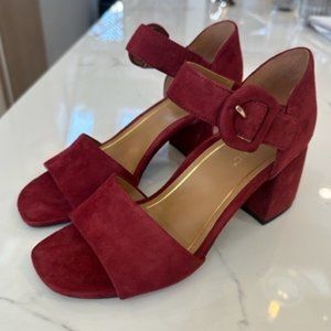 Vionic | Shoes | New Vionic Chardonnay Heeled Sandal Red Suede Size 7 ...